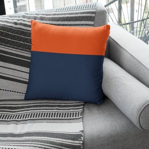 Navy Orange Pillow Cover, Orange Throw Pillow, Orange and Blue Pillow ...