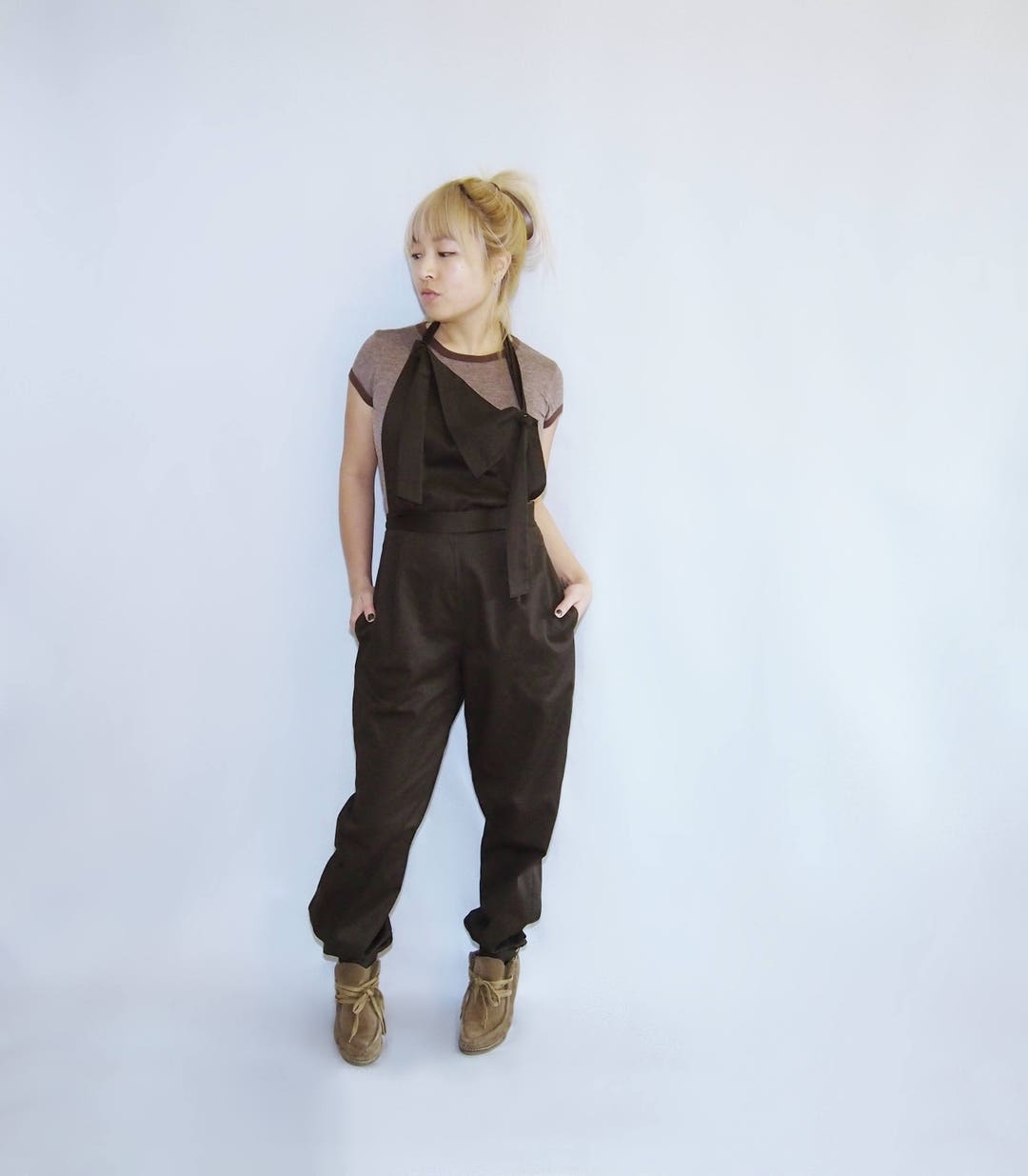 FREE SHIPPING Asymmetrical Halter Overalls - Etsy