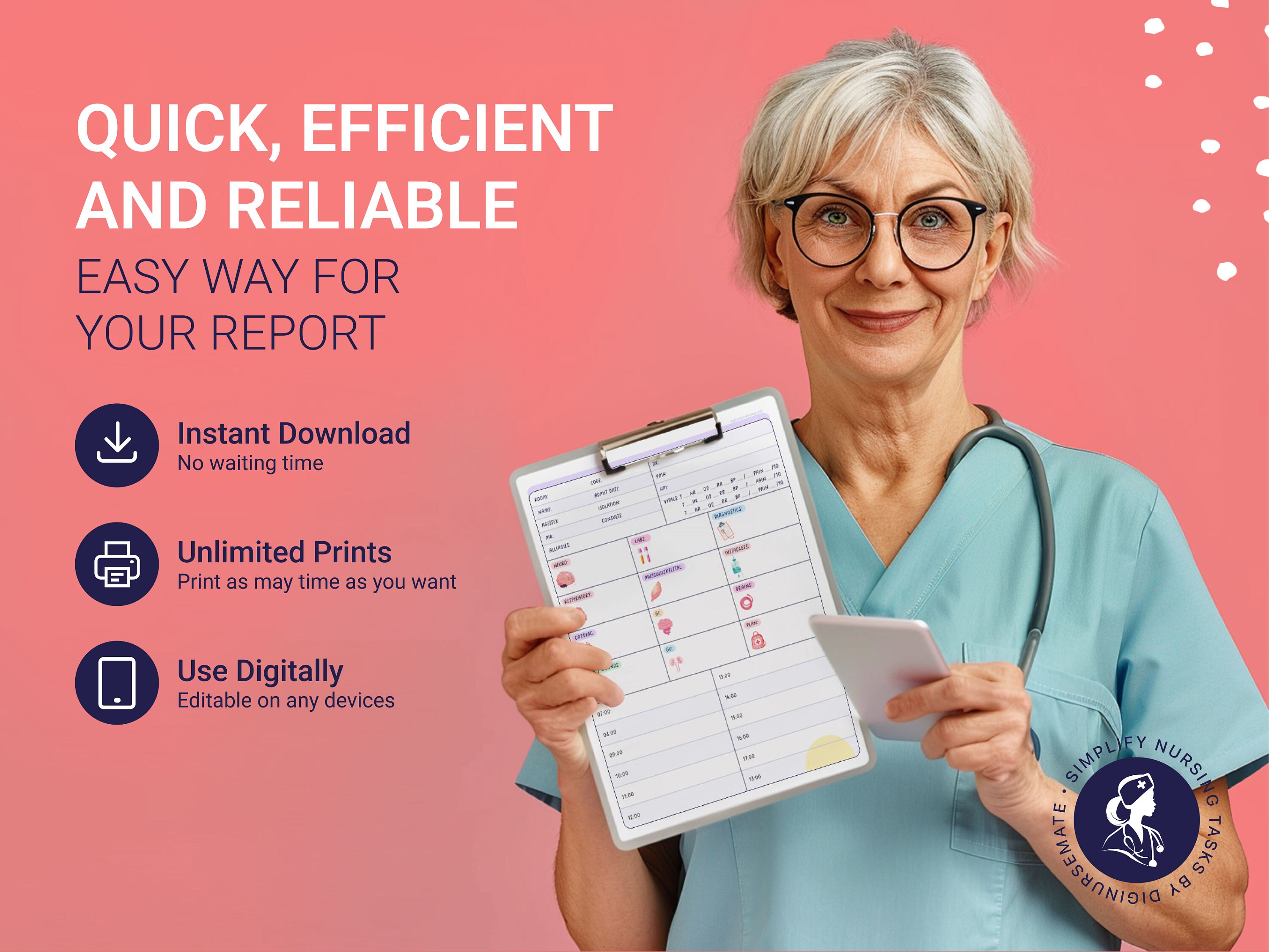 Cute Student Nursing Report Sheet Med Surg Nurse Brain Sheet Tele Nurse ...