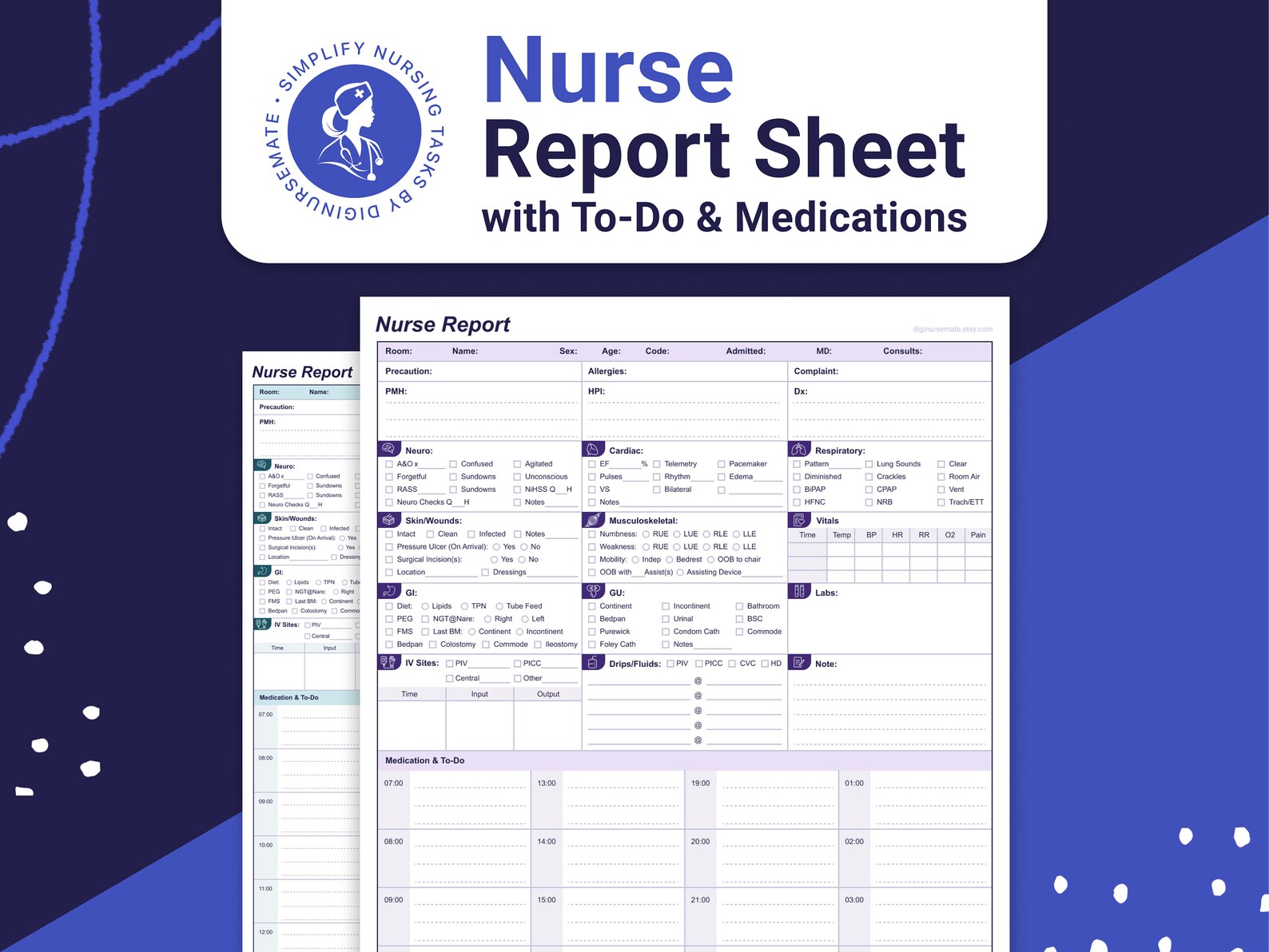 Nurse Report Sheet With Medication and to Do Telemetry Report Nursing ...