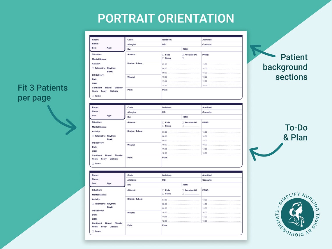 Nurse Report Sheet 3 Patient Telemetry Report Sheet Nursing Medical ...