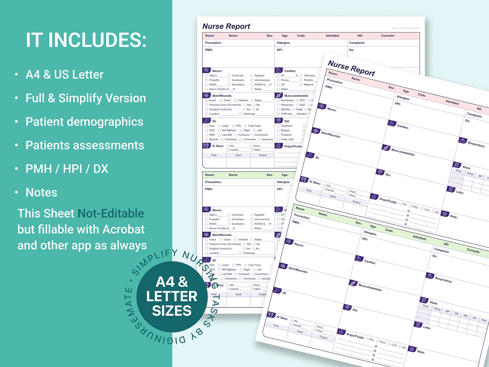 Nurse Report Sheet 2 Patient Telemetry Report Sheet Nursing Medical ...