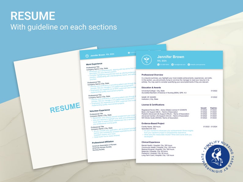 New Graduate Nurse Portfolio Template: Editable RN Resume (digital ...