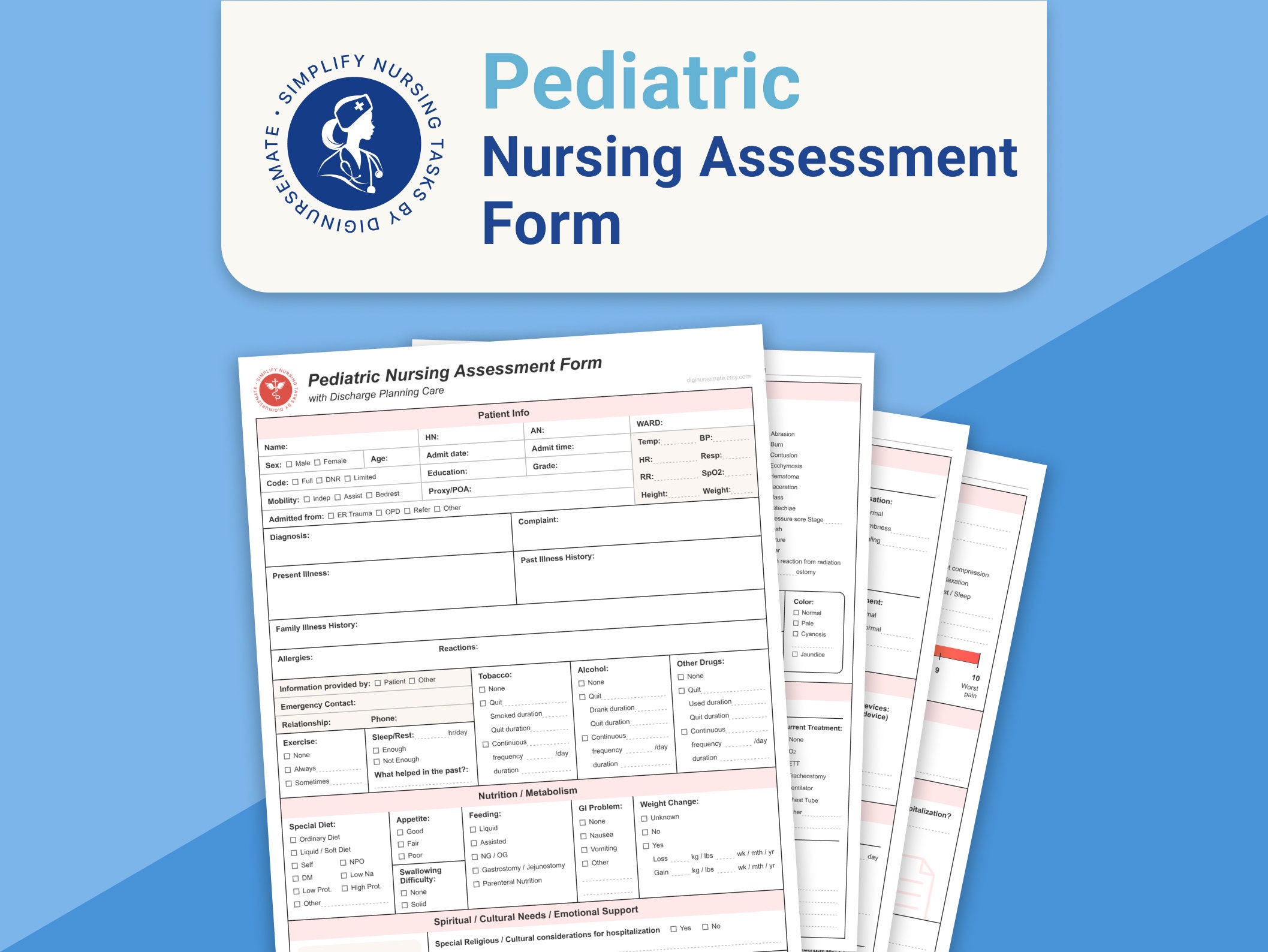 Pediatric Nursing Assessment Form With Discharge Planning Care PDF ...