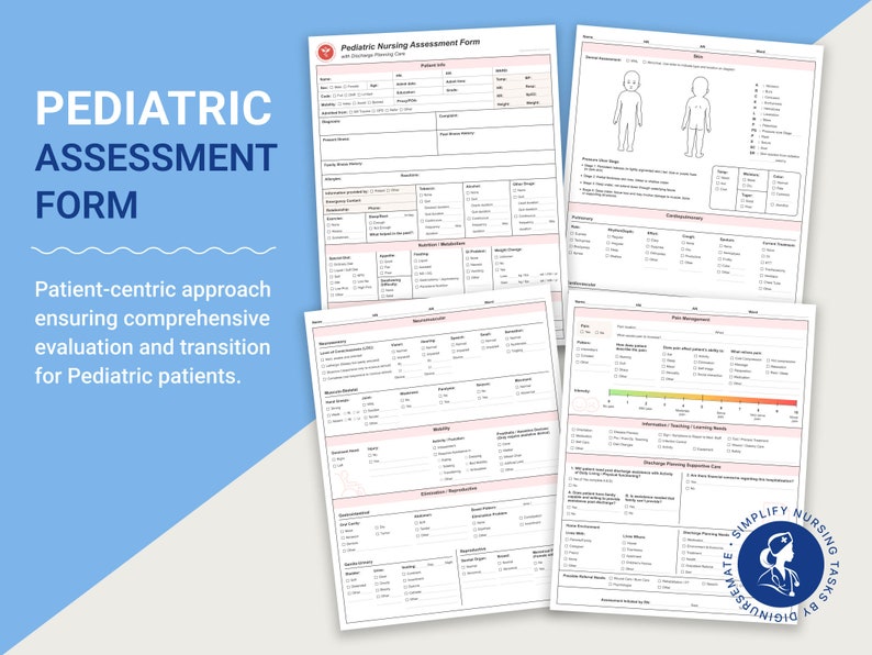Nursing Assessment Form Bundle: Adult, Pediatric + Discharge (PDF) - Etsy