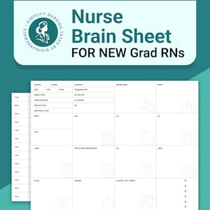 Nurse Brain Sheet Printable New Grad RN Nursing Brain Sheet Report ...