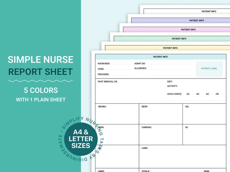 Simple Nurse Report Sheet Med Surg Nurse Handoff Report Sheet Template ...