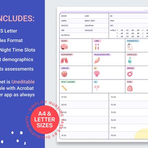 Cute Student Nursing Report Sheet Med Surg Nurse Brain Sheet Tele Nurse ...