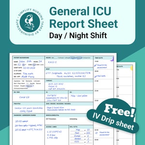 General ICU Nurse Report Sheet ER Nursing Brain Sheet With Hourly ...