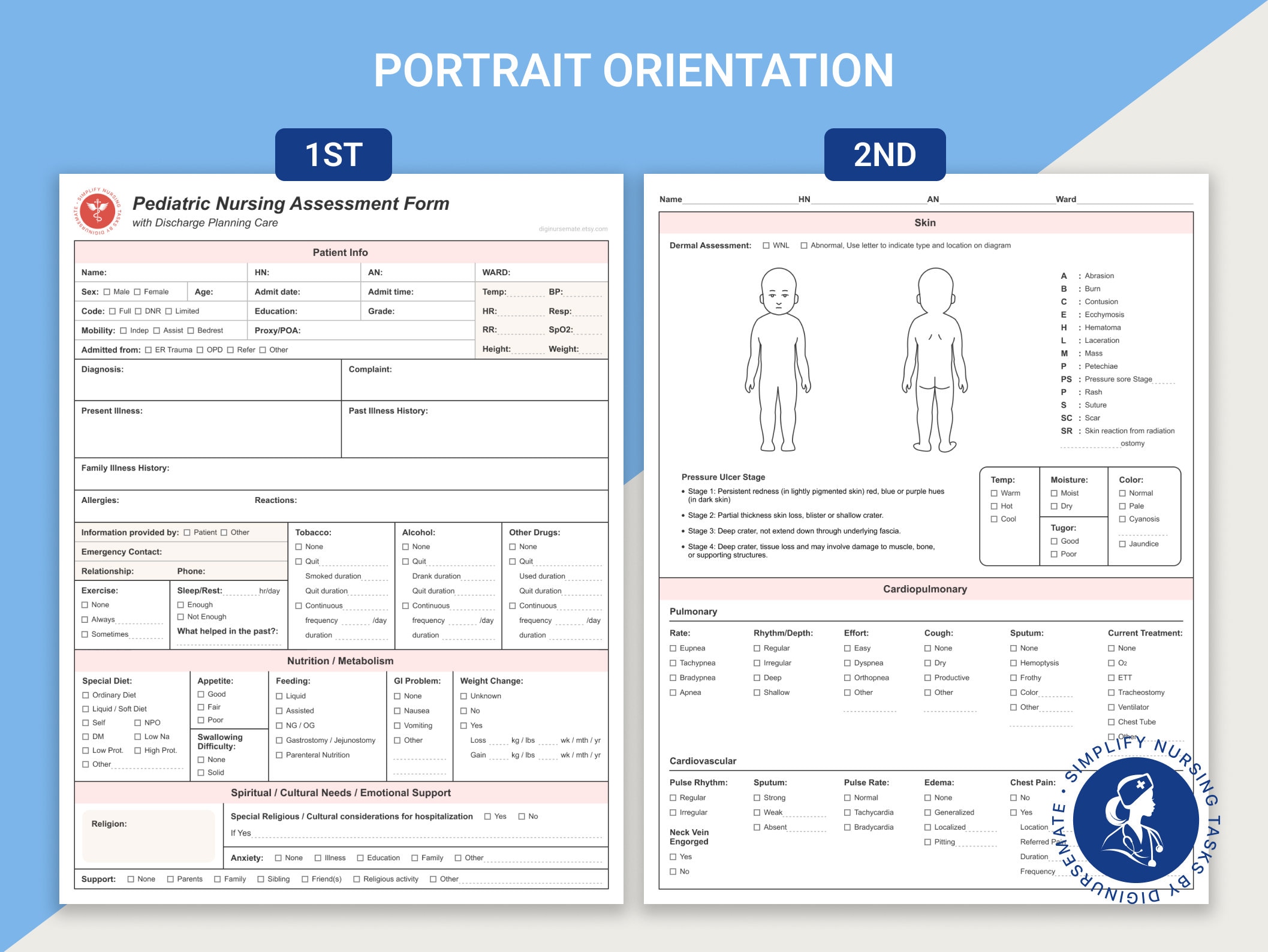Pediatric Nursing Assessment Form With Discharge Planning Care PDF ...