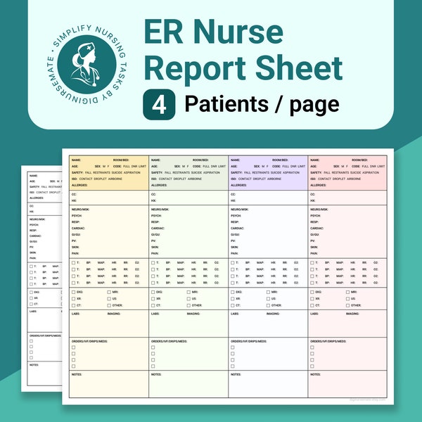 4 Patient Er Report Sheet - Etsy