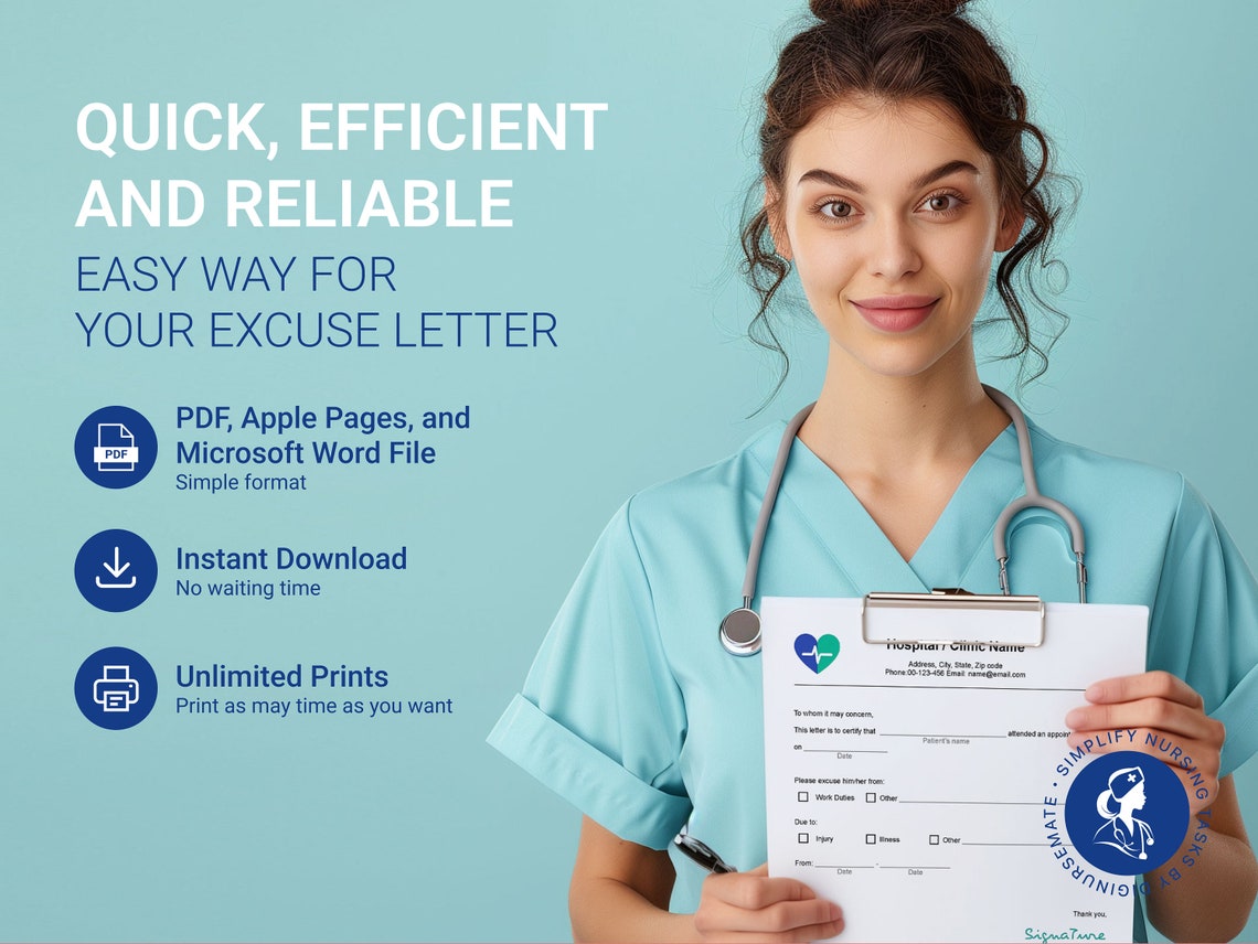 Doctor's Excuse Sick Leave Letter Template for Work Medical Leave of ...