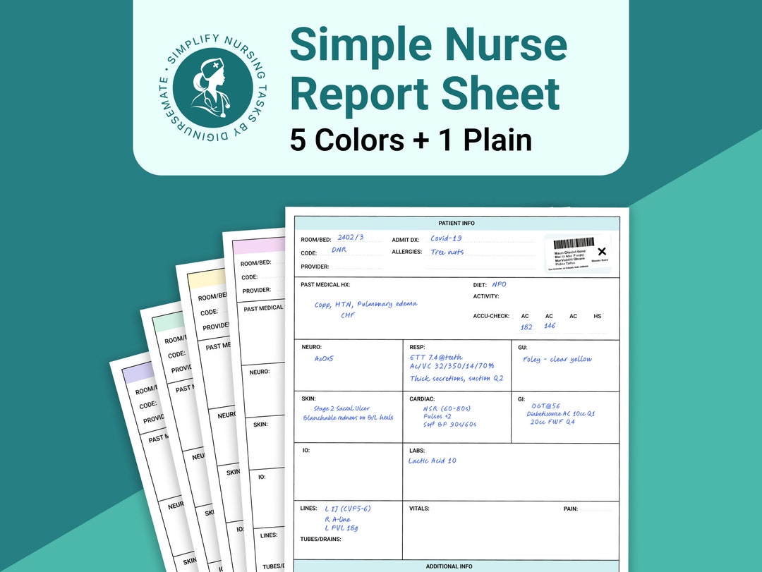 Simple Nurse Report Sheet Med Surg Nurse Handoff Report Sheet Template ...
