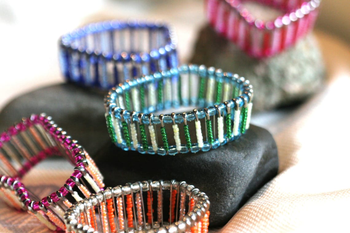 Safety Pin Bracelet - Upcycled - Multiple Colors Available- Made to ...