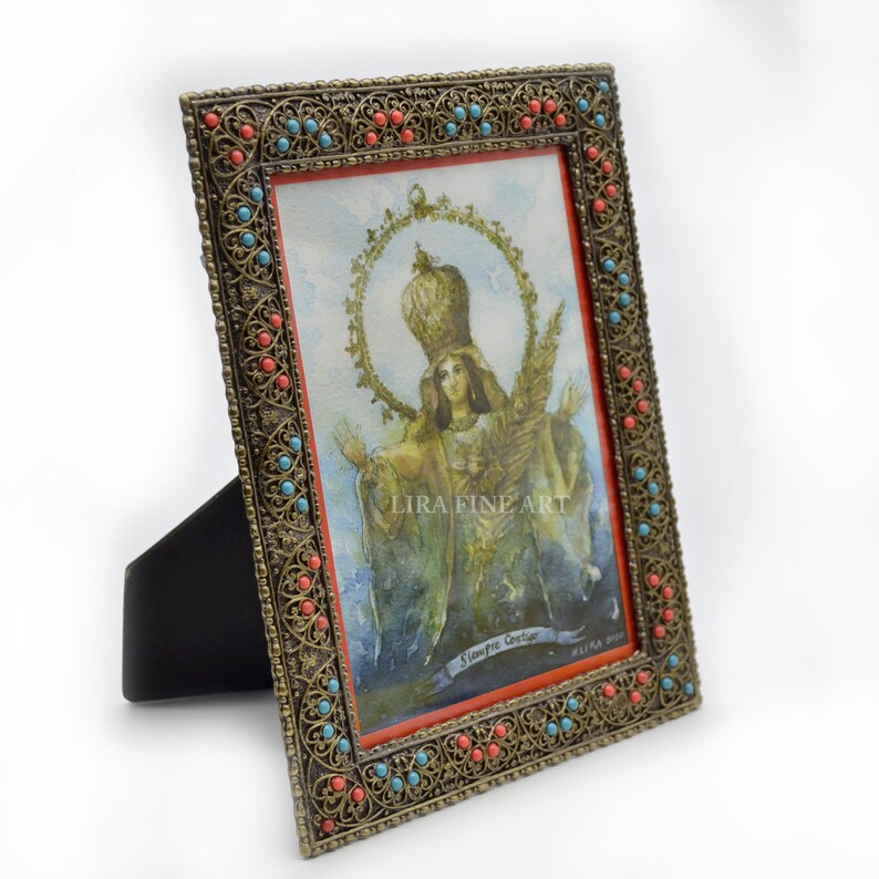 Virgen De La Caridad Mexico Puebla Tlaxcala Giclee Blue Gold Metallic ...