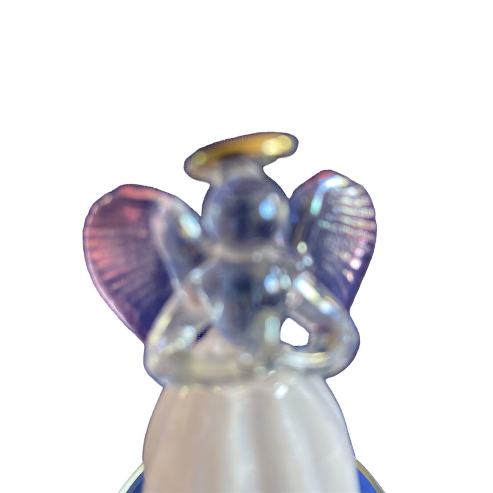 Angel Figurine Mirror Base Pink Dress Flowers Glass Giftware Gifts 4 1/ ...