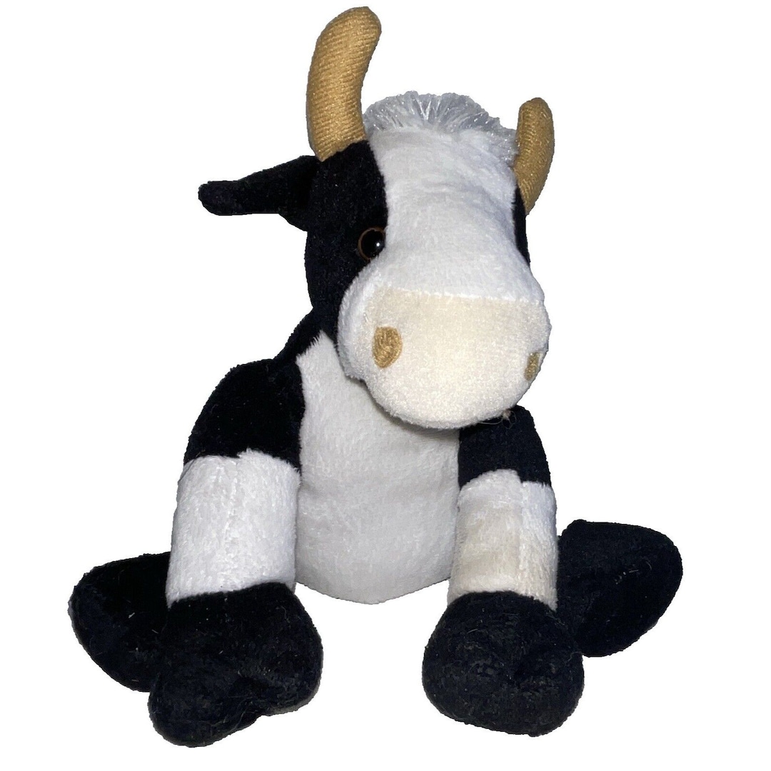 Cowboy Plush Stuffed Animal Cow Bovine Back White Kids Toy Collectible ...