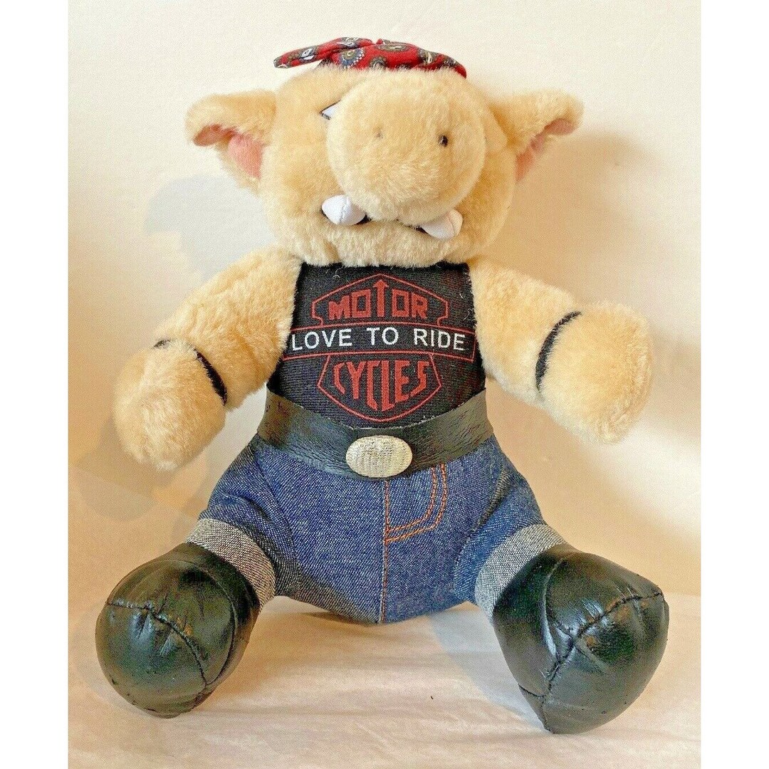 Harley Davidson Stuffed Toy Plush Hog Souvenir Motorcycle 9" Biker ...