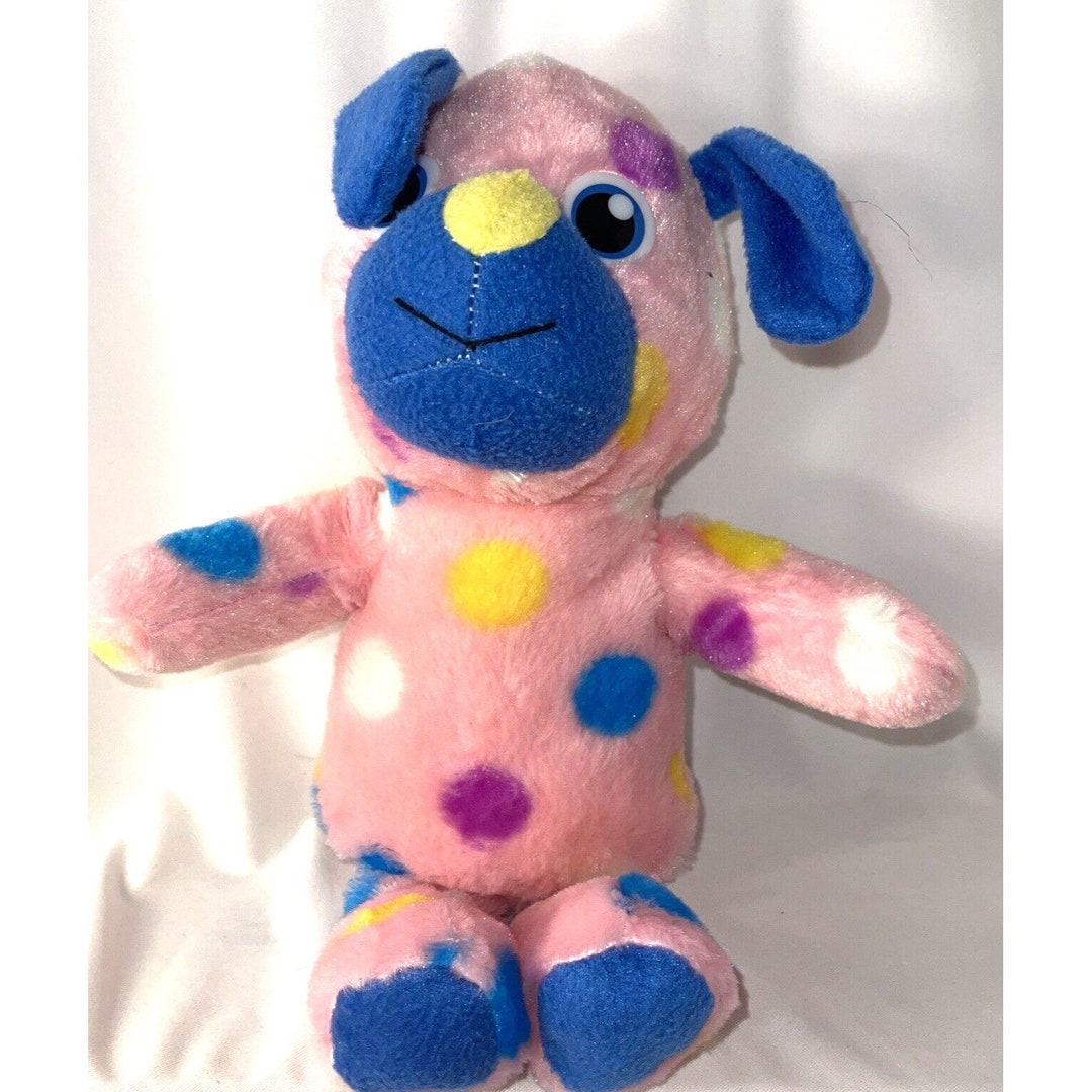 World Plush Stuffed Animal Puppy Dog Pink and Blue With Colored Spots ...