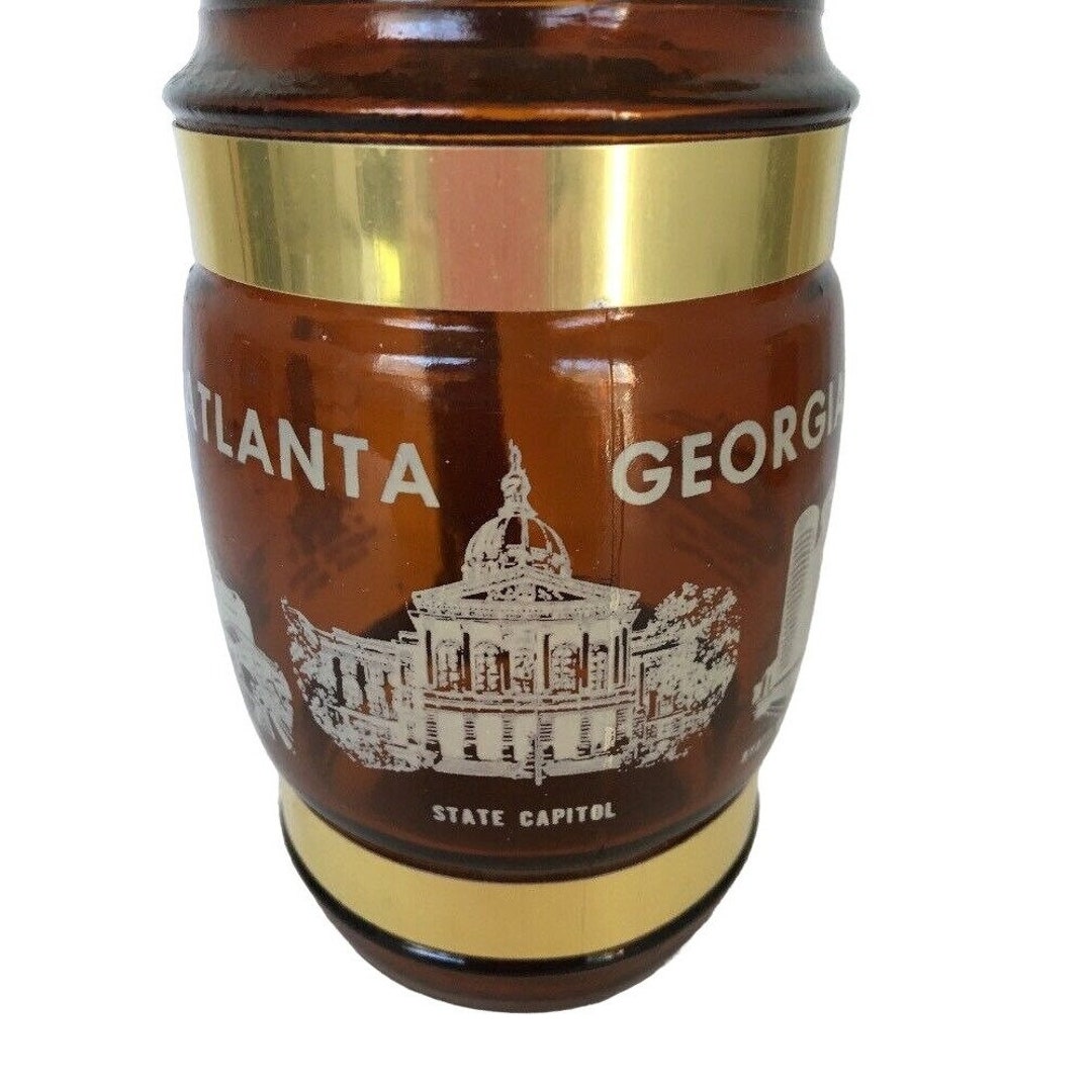 Atlanta Georgia Mug Souvenir Brown Wood Handle Metal Bands Peach Tree ...