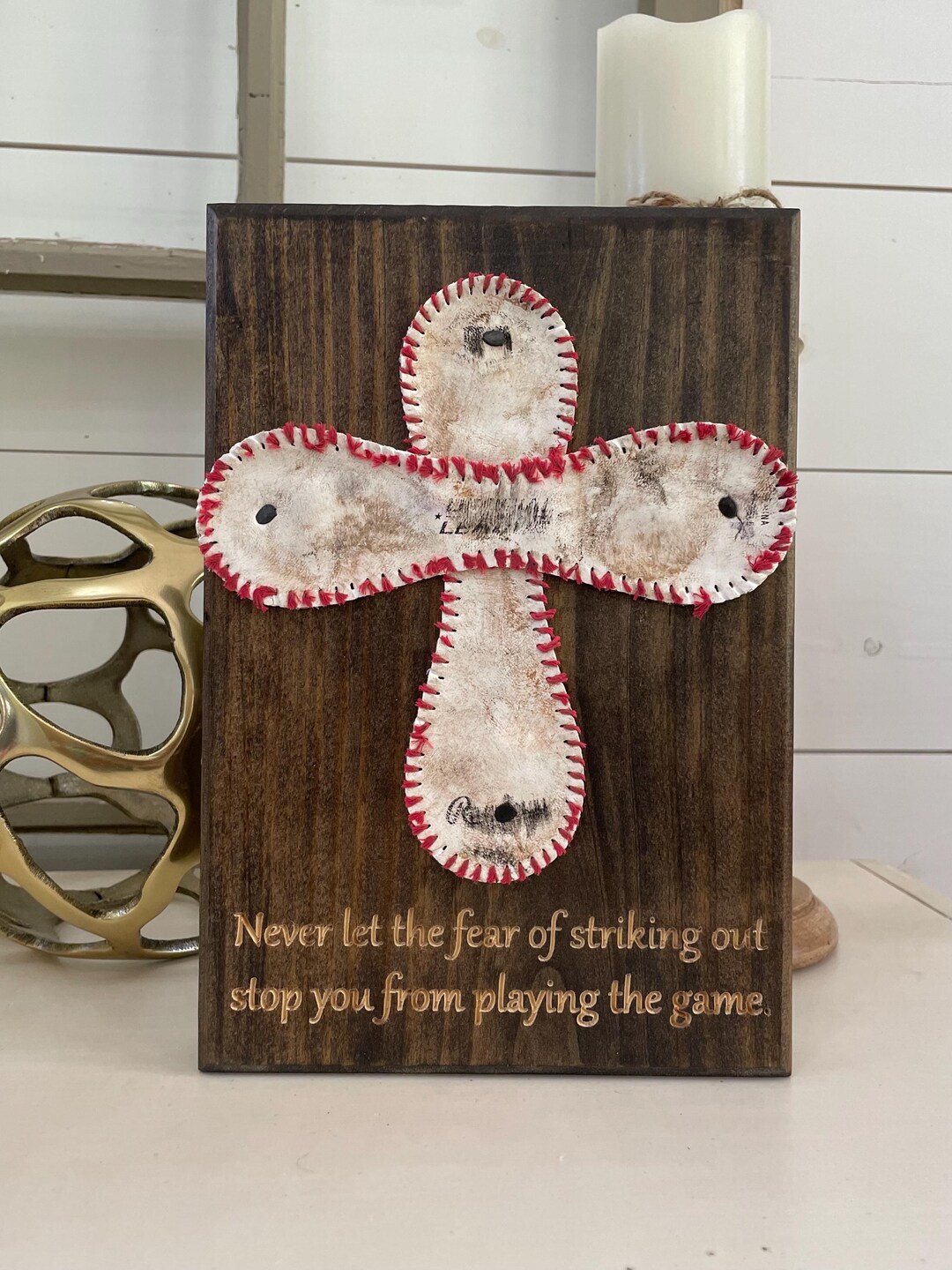 Baseball Cross Plaque With Engraving. - Etsy