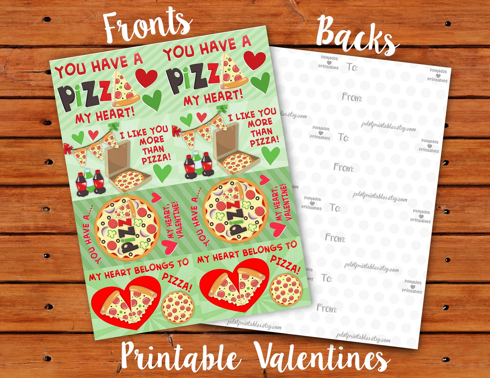 Pizza Lover Valentine Set - Prints 8 per Page - Printable Classroom ...