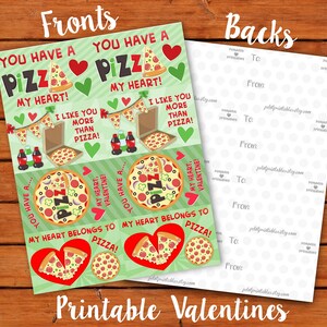Pizza Lover Valentine Set - Prints 8 per Page - Printable Classroom ...