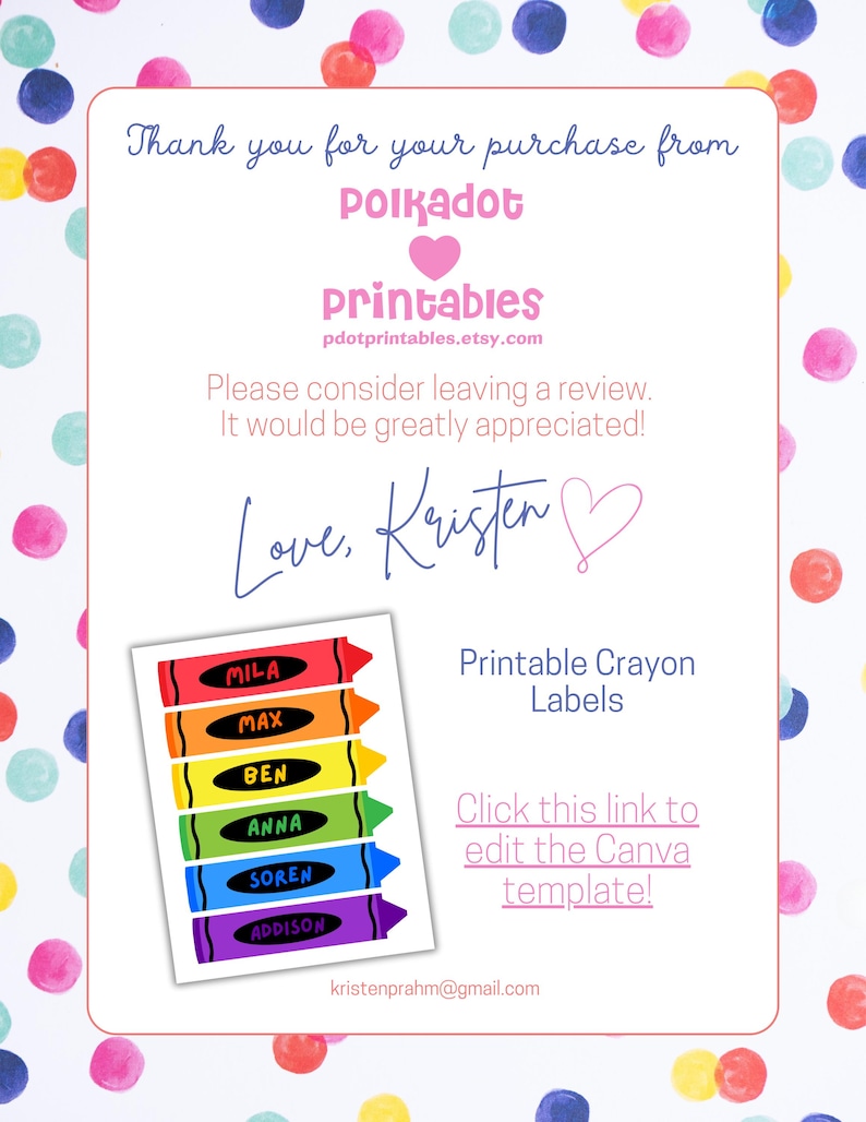 Rainbow Crayon Name Labels Canva Template | Classroom Decor (digital ...