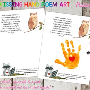 Kinder First Day of School Keepsake Take Home Art - Kissing Hand ...