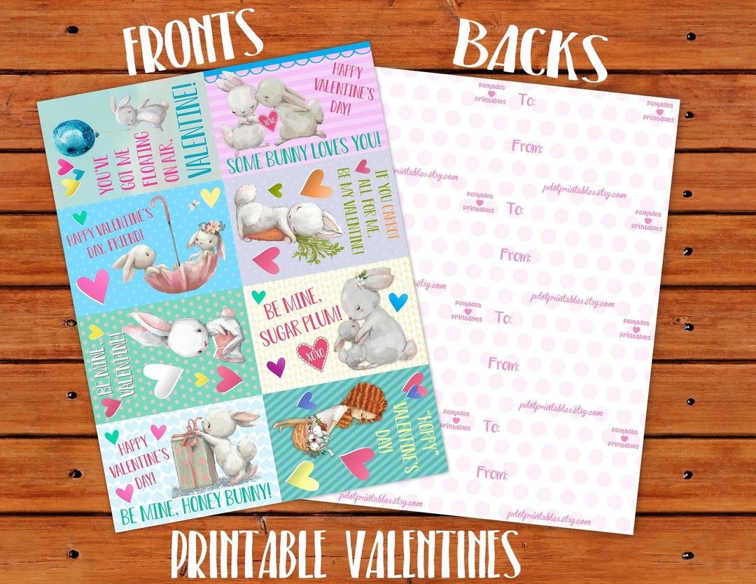 Honey Bunny Valentine Cards – Printable Classroom Valentines (PDF) - Etsy
