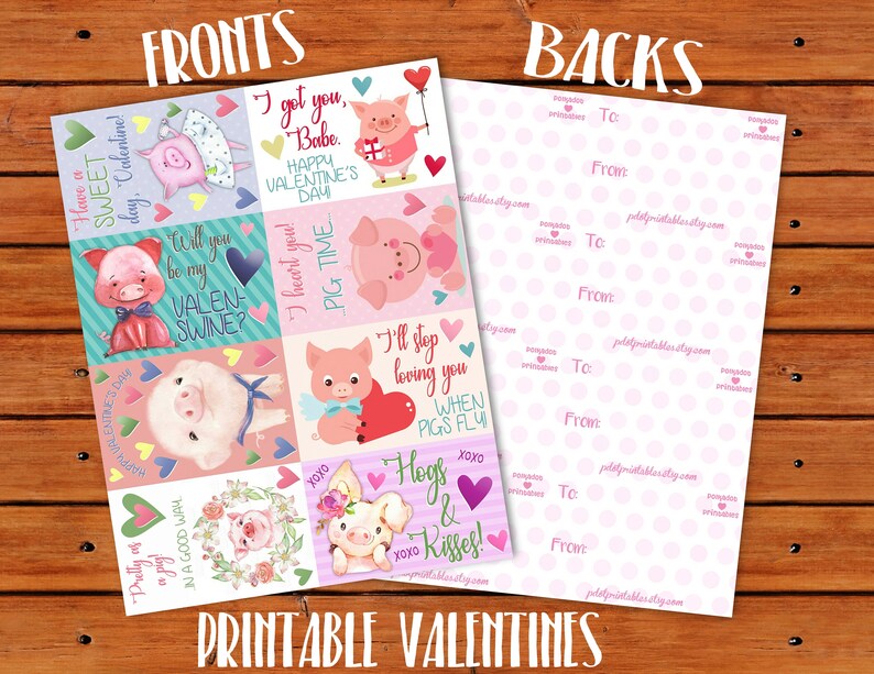 Pretty Pigs Valentine Set Prints 8 per Page Printable - Etsy