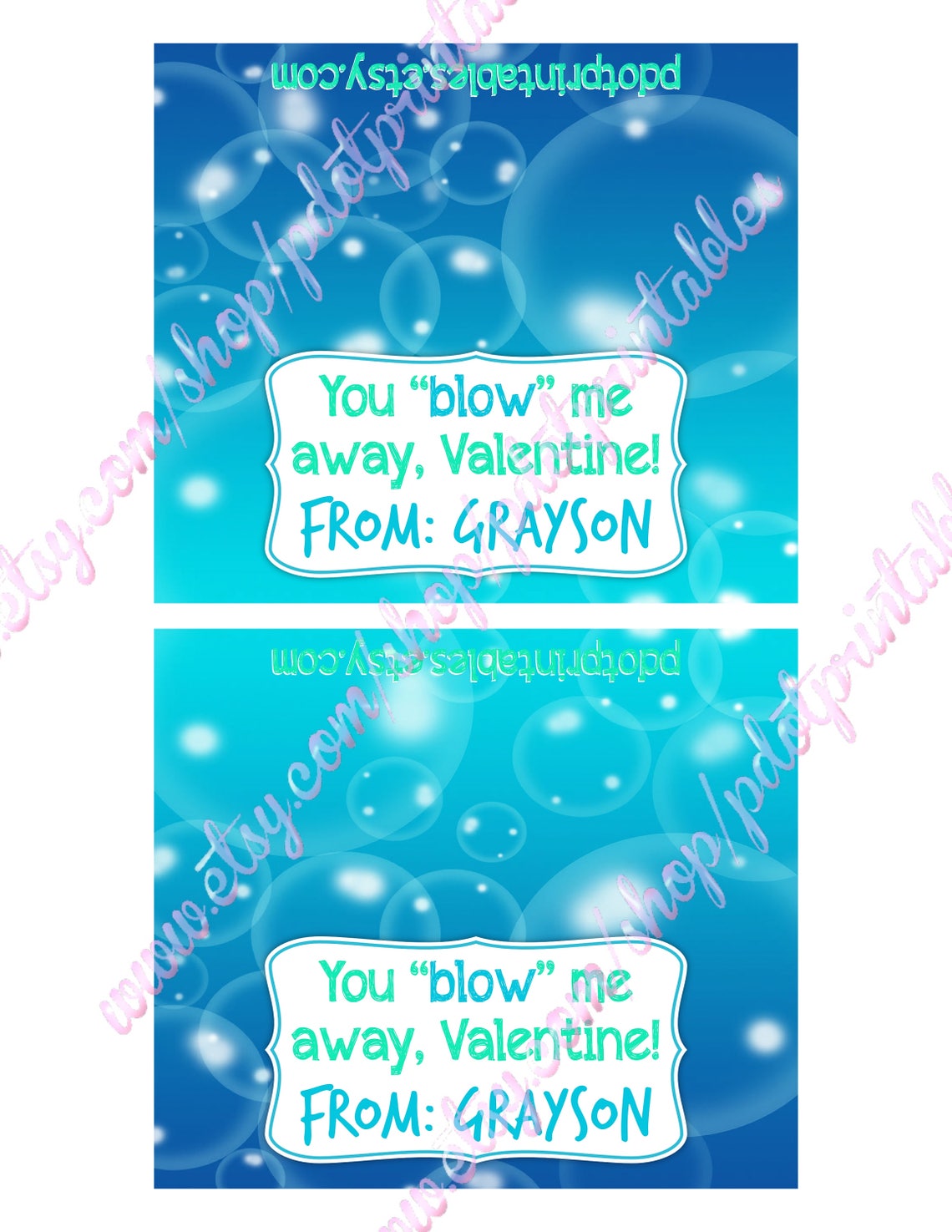 PERSONALIZED You Blow Me Away Valentine Printable Bag | Etsy