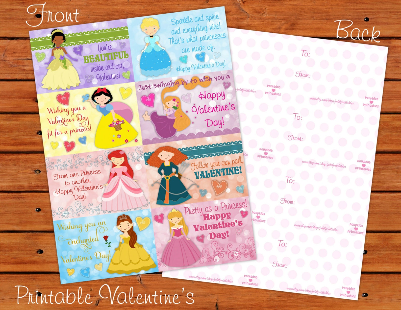 Princess Valentine Set of 8 - Instant Download - Etsy