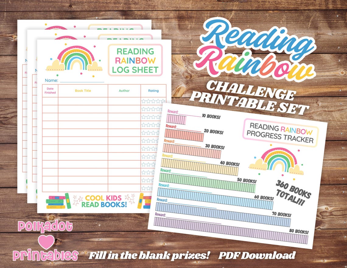 Reading Rainbow Challenge Printable Set – Summer Reading Log (PDF) - Etsy