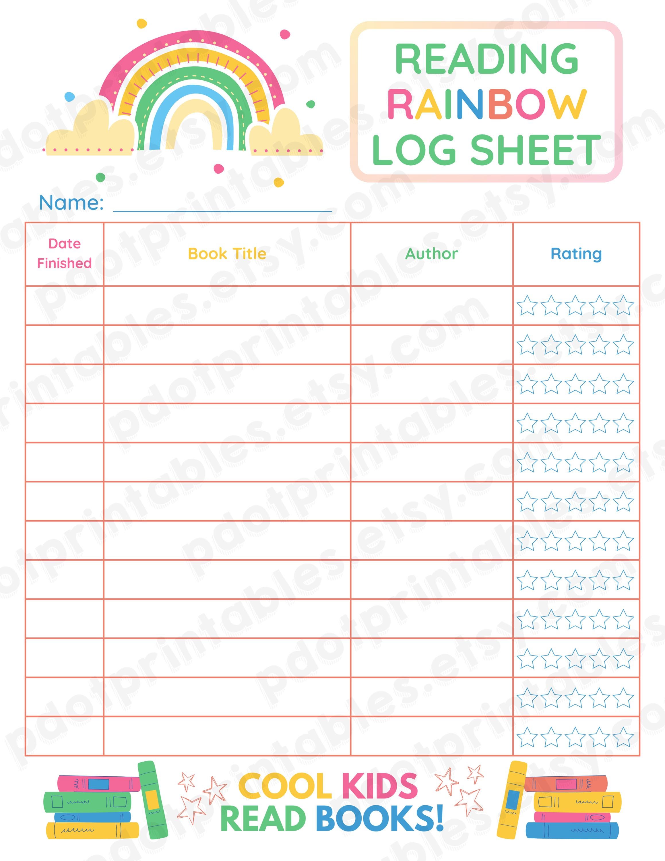 Reading Rainbow Challenge Printable Set – Summer Reading Log (PDF) - Etsy