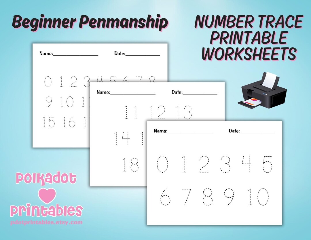 Hoja de trabajo de trazos de números del 0 al 20, conjunto de 3 páginas ...