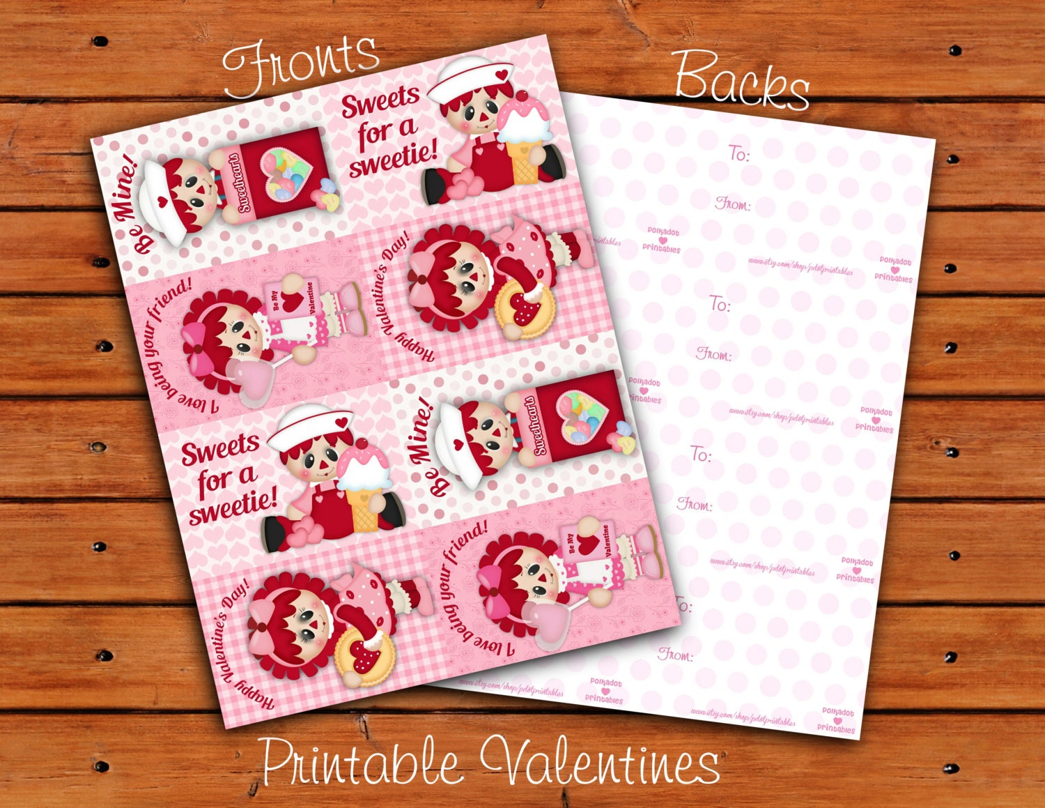 Raggedy Ann and Andy Valentine Set of 8 Instant Download | Etsy