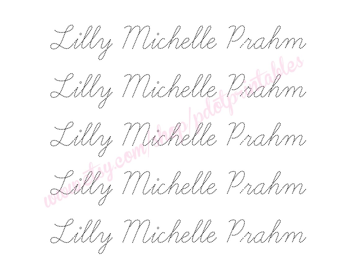 Personalized Cursive Name Trace Worksheet PDF Printable Etsy