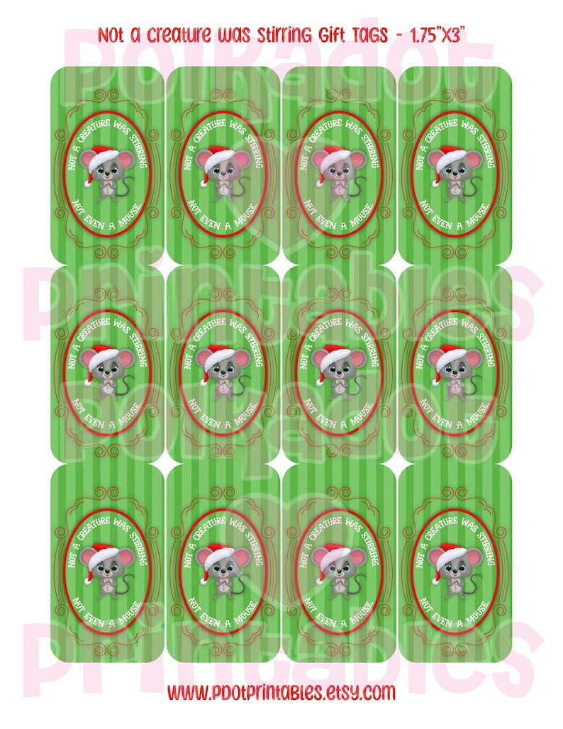 Not a Creature Was Stirring Not Even a Mouse Gift Tags - Etsy