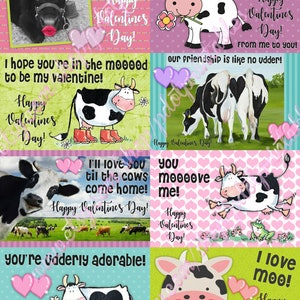Cow Valentine Set - 8 Different Designs - Printable Classroom ...