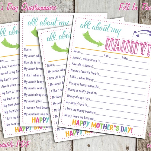 All About Grandma Fill in the Blank Mothers Day Gift INSTANT - Etsy
