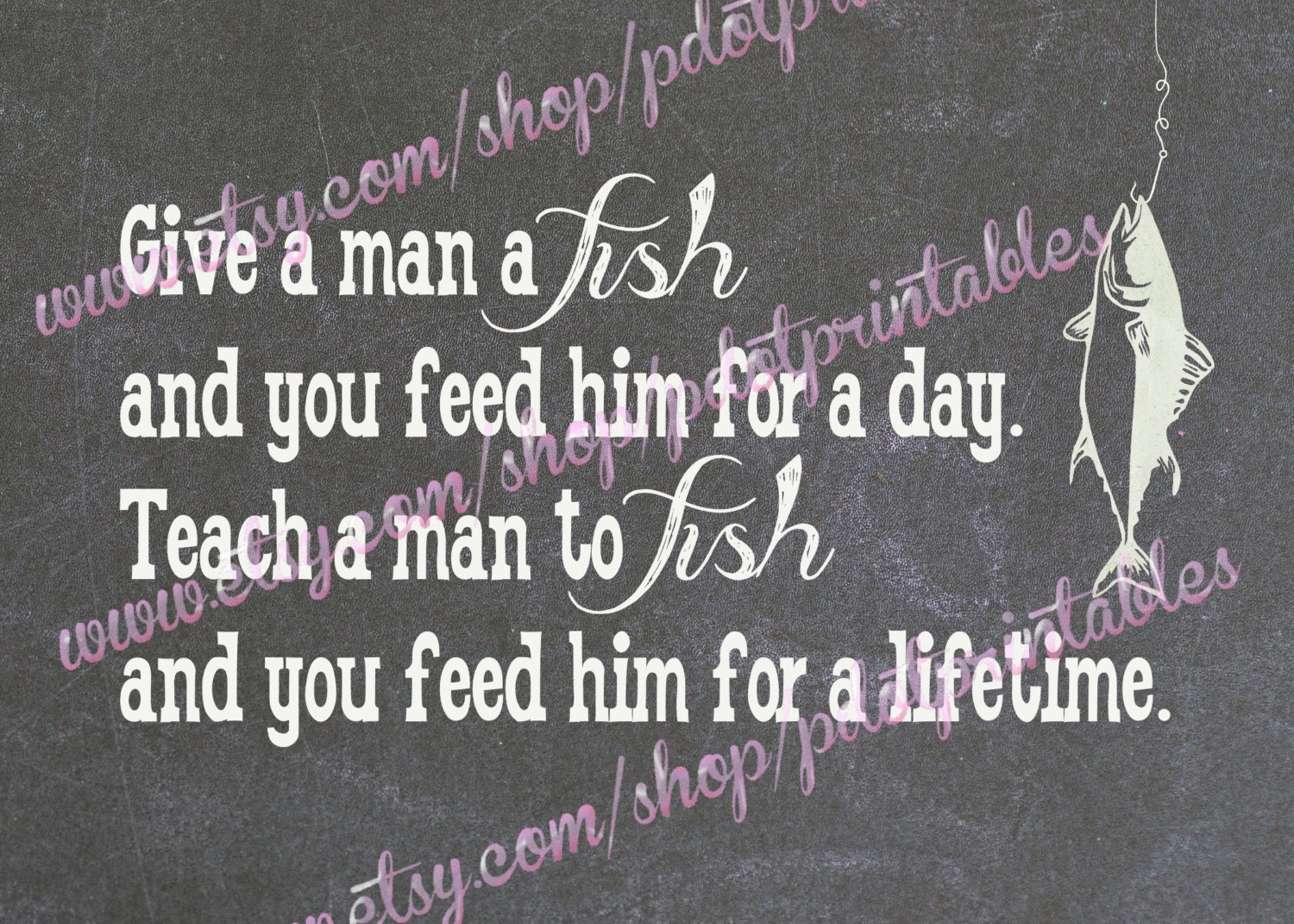 Wall Art Give a Man a Fish Quote 5x7 Printables Digital | Etsy