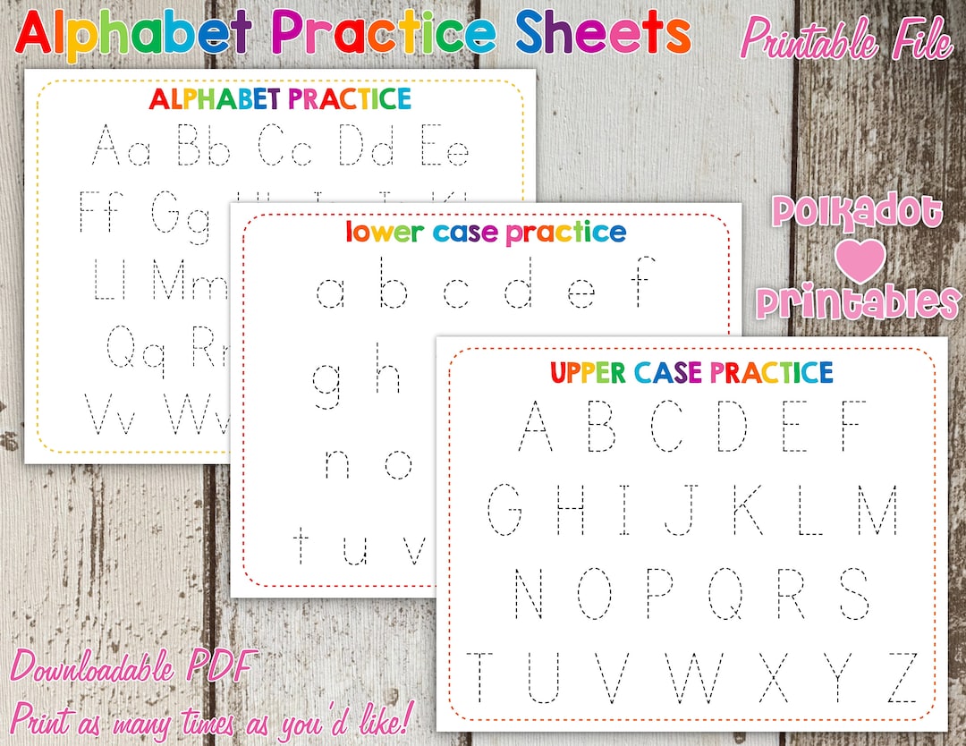 Rainbow Alphabet Trace Worksheets PDF Lower Upper and Combined Digital ...