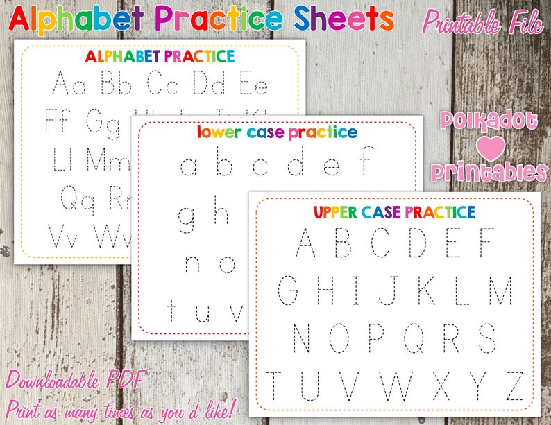 Rainbow Alphabet Trace Worksheets PDF Lower Upper and Combined | Etsy