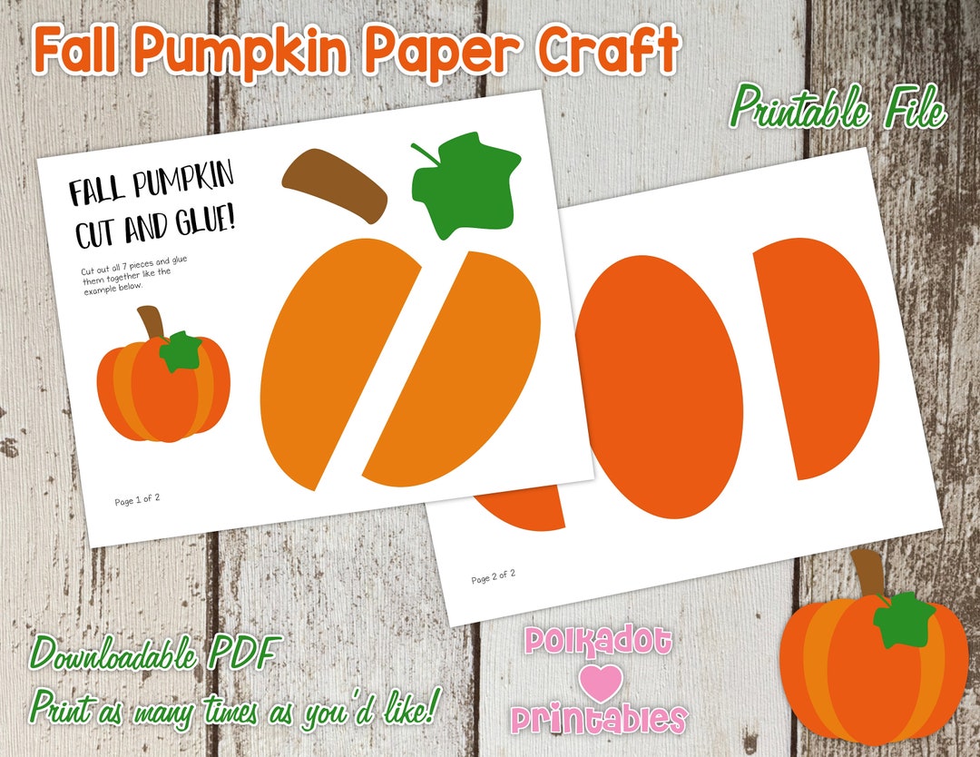 Fall Pumpkin Paper Craft - Print, Cut and Glue - Digital Printable PDF ...