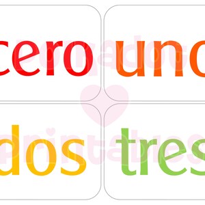 SPANISH Printable Zero Through Thirty Written Word Number Flashcards ...