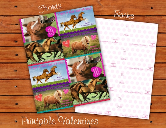 Horse Valentine Set of 8 - Instant Download Printable Classroom ...