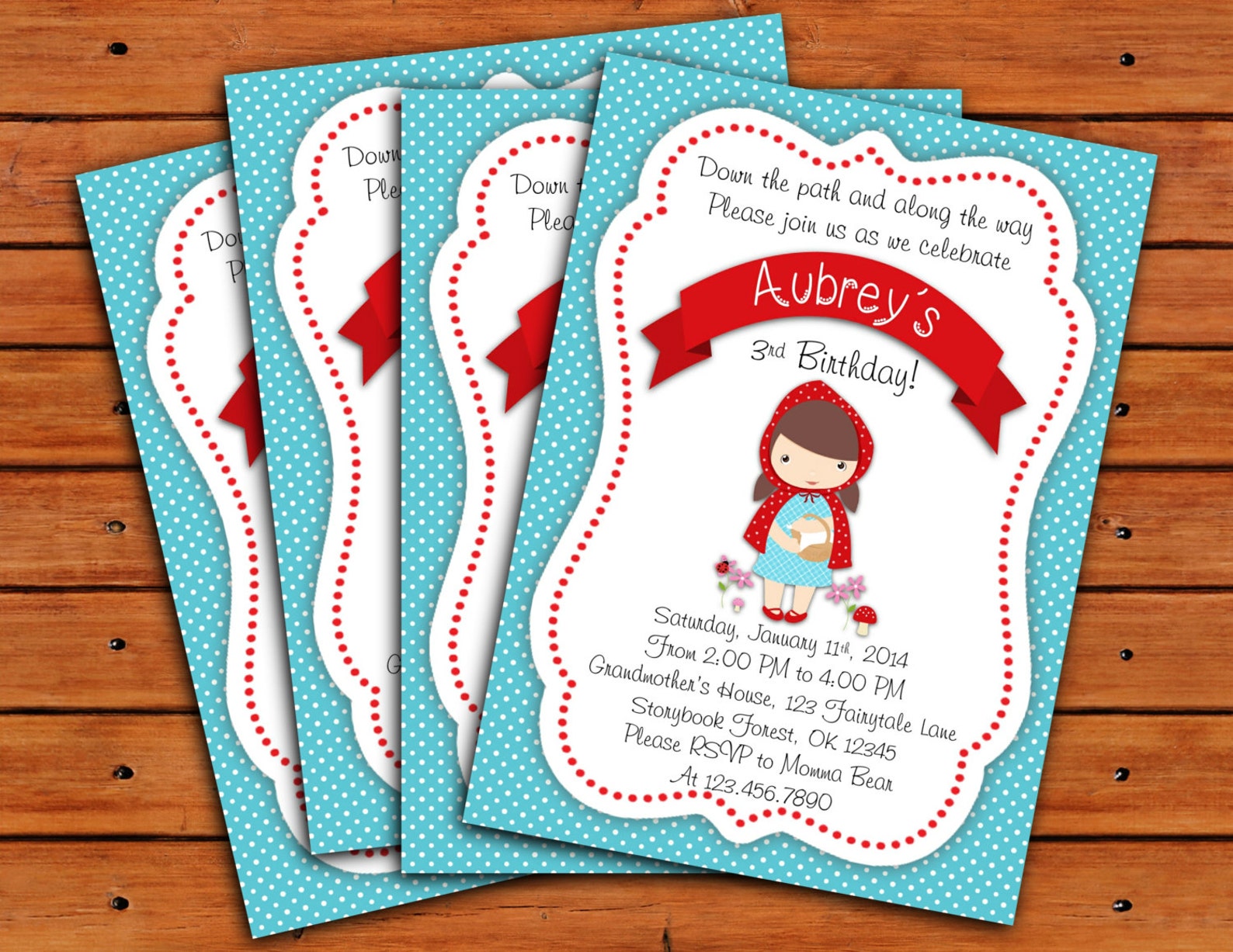 Little Red Riding Hood Themed Invitation 4x6 or 5x7 - Etsy