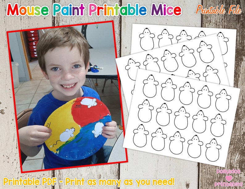 Mouse Paint Printable Mice Primary and Secondary Color - Etsy