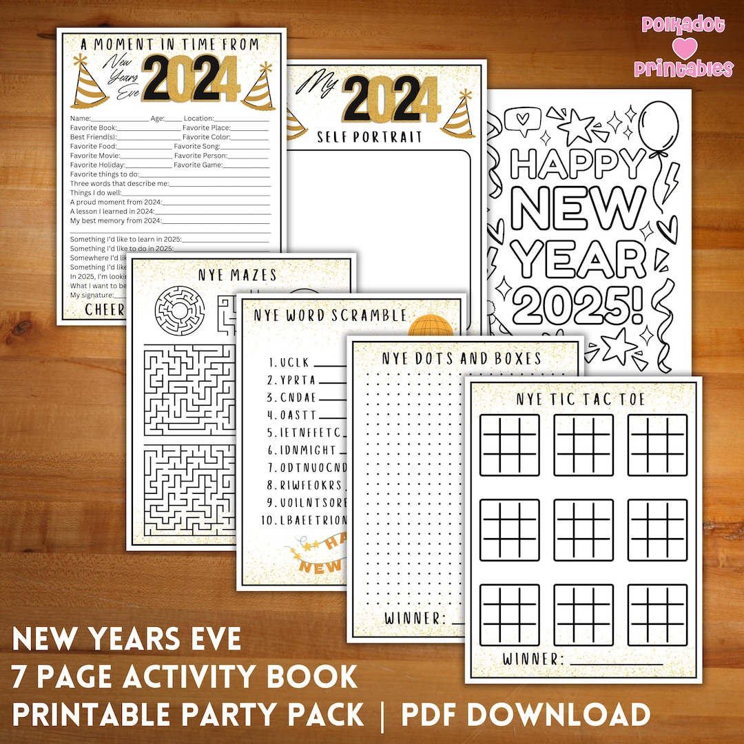 New Years Eve 2024 Printable Party Pack Instant Download PDF - Family ...